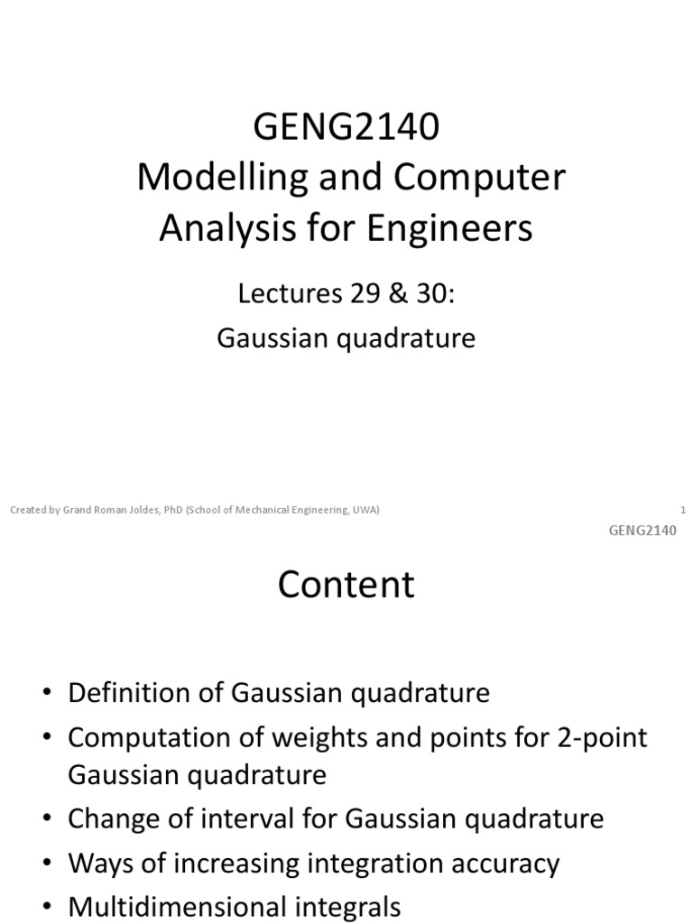 Gaussian Quadrature | PDF | Integral | Areas Of Computer Science