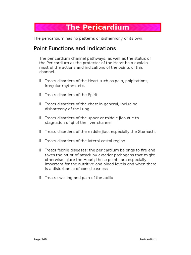 The Pericardium: Point Functions and Indications | PDF | Thorax | Human ...