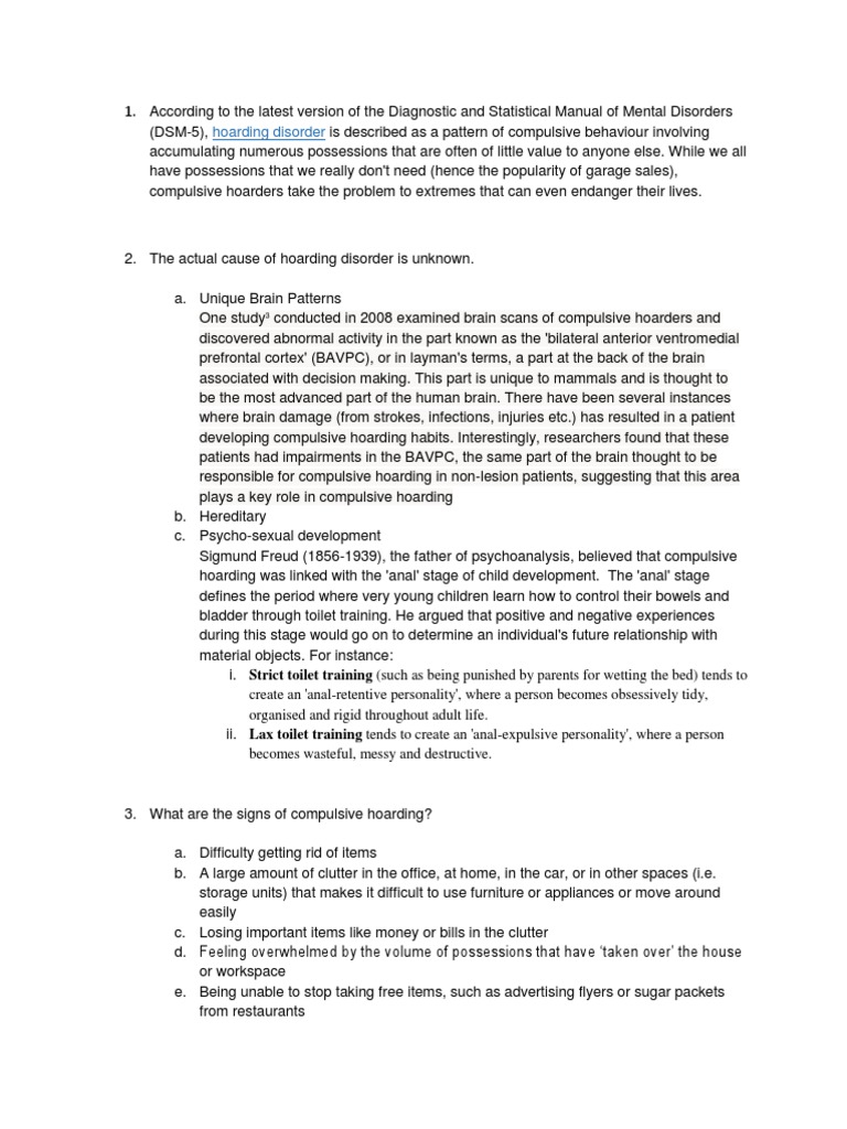 Hoarding Disorder | PDF | Compulsive Hoarding | Psychopathology