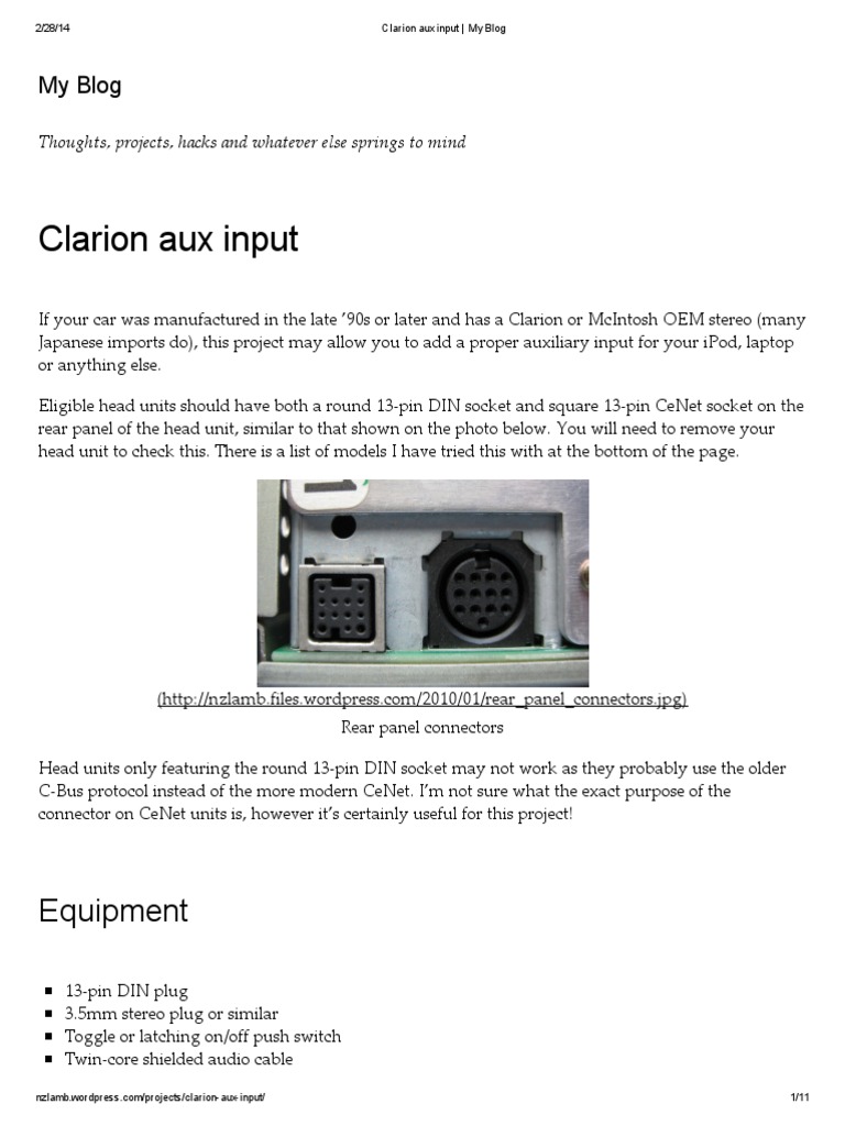 Clarion Aux Input - My Blog | PDF | Electrical Connector | Manufactured ...