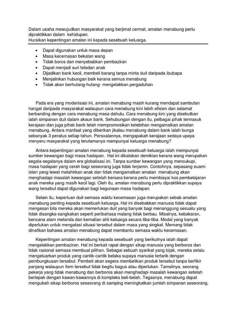 Karangan Amalan Menabung Pdf