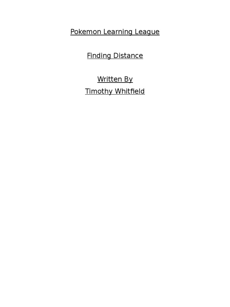 Pokemon Learning League: Distance Exploration | PDF | Leisure