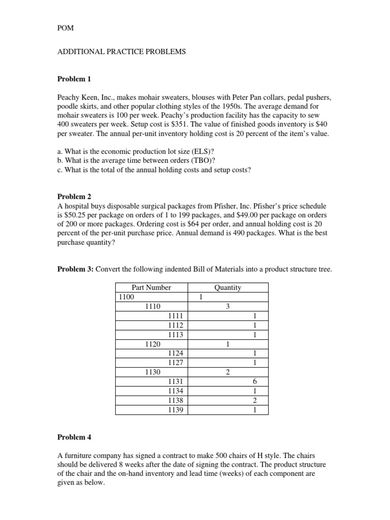 Additional Practice Problems PDF | PDF | Inventory | Industries