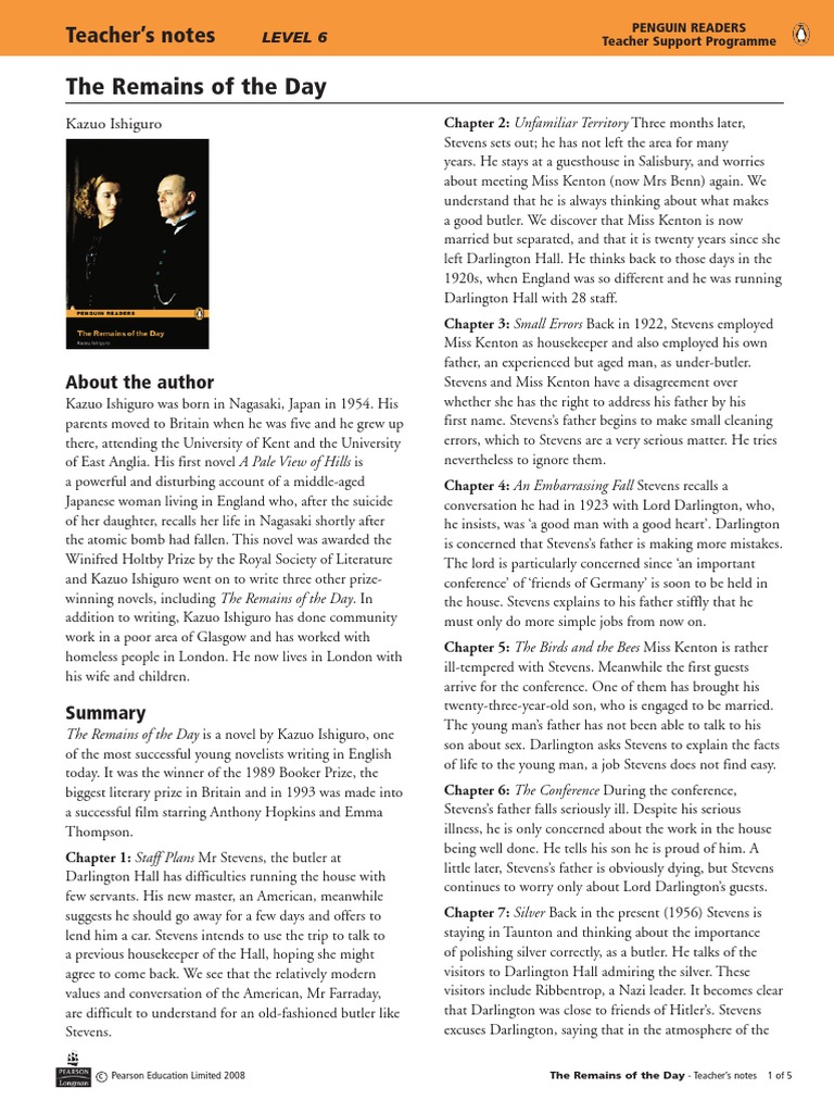 Penguin Readers - The Remains of The Day | PDF | Unrest