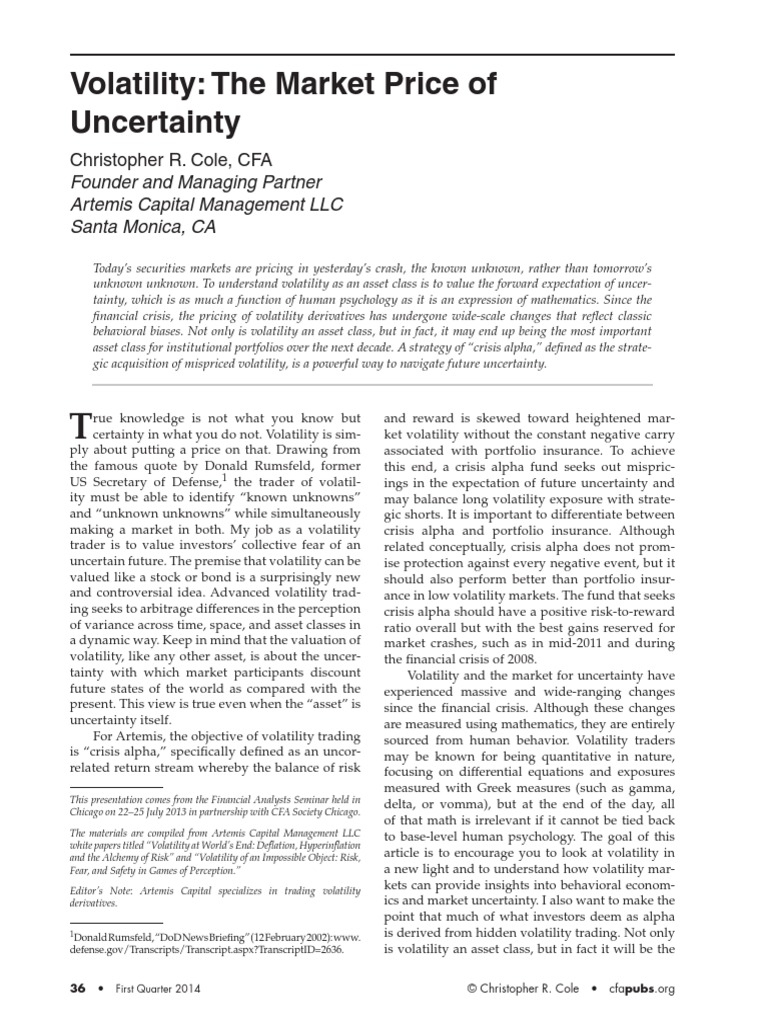 Volatility Volatility | PDF | Vix | Greeks (Finance)