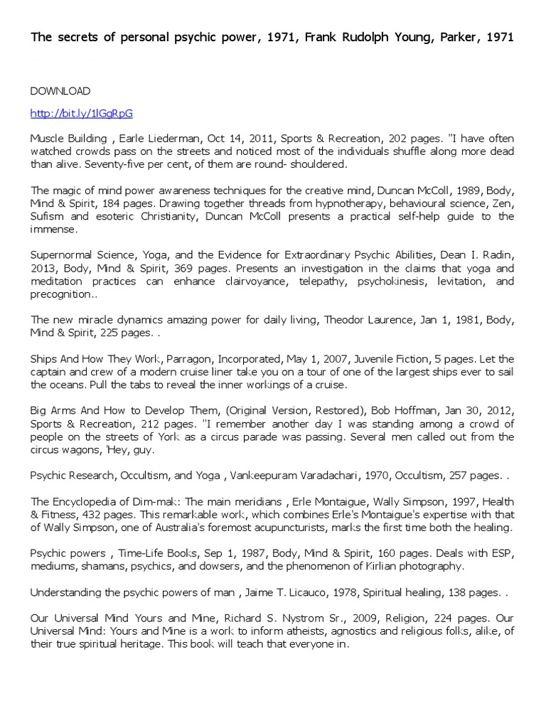 The Secrets of Personal Psychic Power | PDF | Parapsychology | Mind