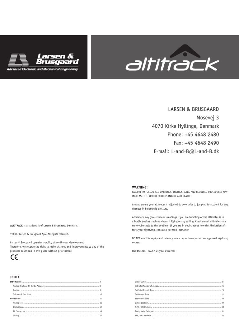 Altitrack Manual | PDF | Parachuting | Altimeter