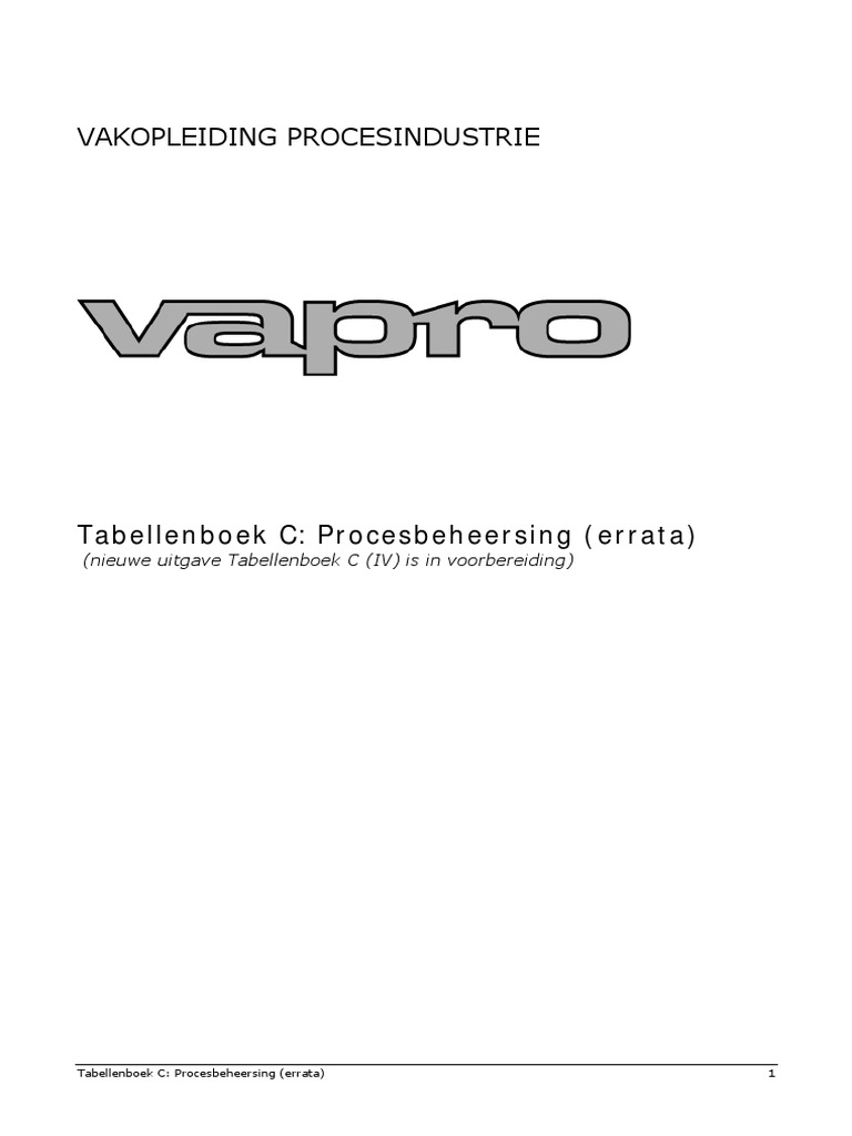 Tabellenboek C Procesbeheersing (Errata) PDF | PDF