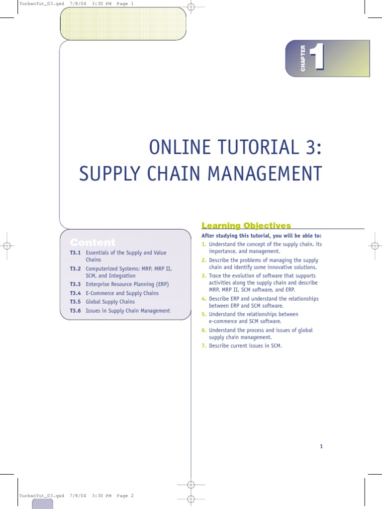 Online Tutorial 3: Supply Chain Management: Content | PDF