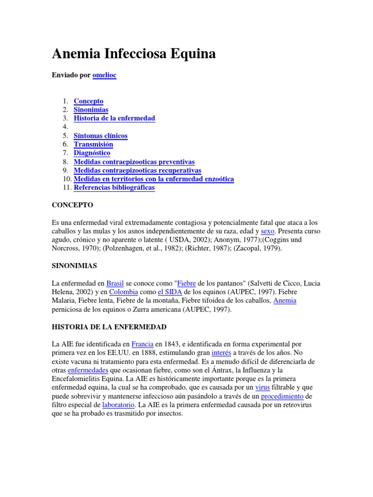 Anemia Infecciosa Equina | PDF | Virus | Infección