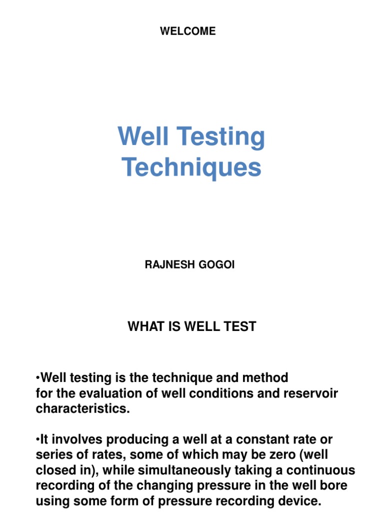 Well Testing Techniques Overview | PDF