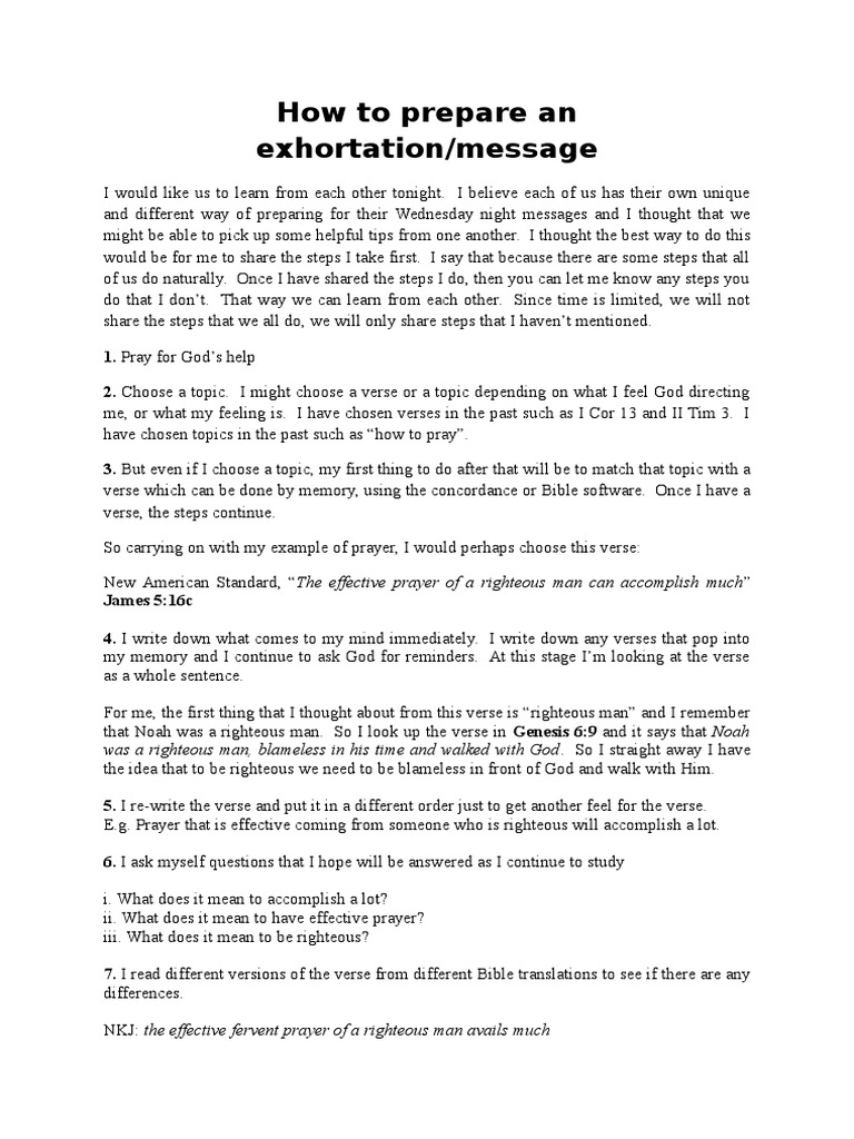 How to Prepare an Exhortation | Prayer | Religious Belief And Doctrine ...