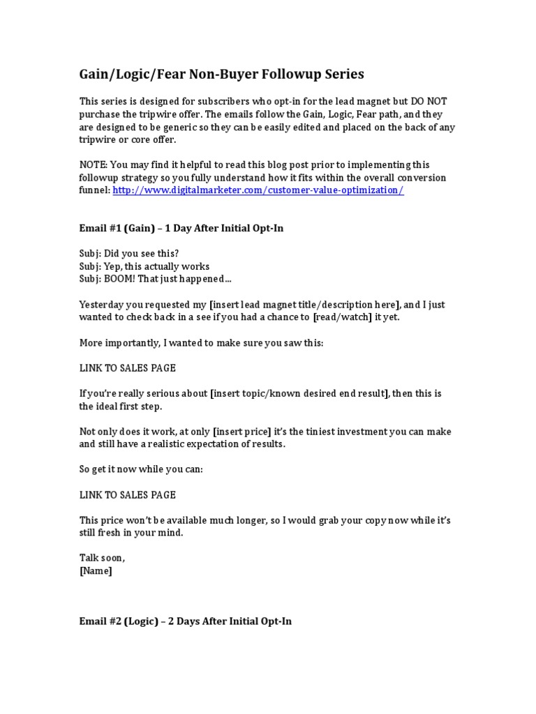 Gain Logic Fear Followup Sequence PDF | Download Free PDF | Computing ...