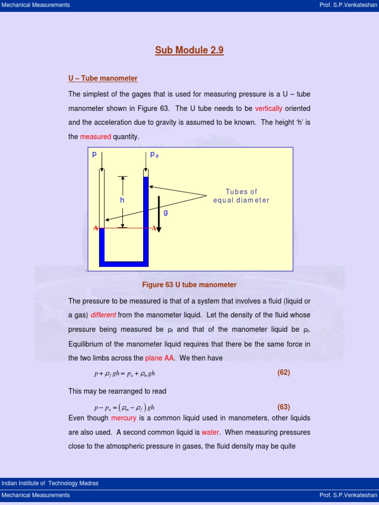 Mechanical Measurements | PDF | Pressure Measurement | Pressure