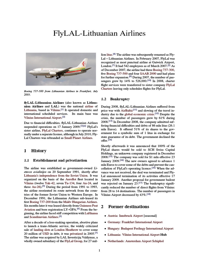 FlyLAL-Lithuanian Airlines History | PDF | Airlines | Transport Companies