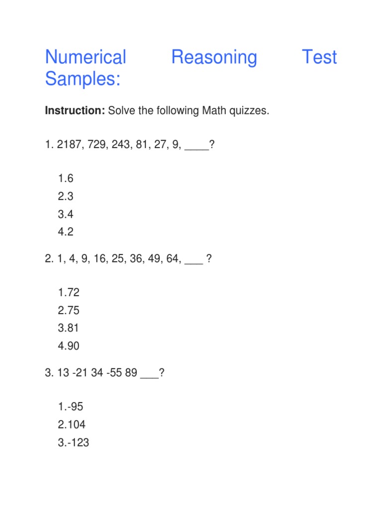 Numerical Reasoning Test Samples Download Free Pdf Fraction Mathematics Mathematical Objects