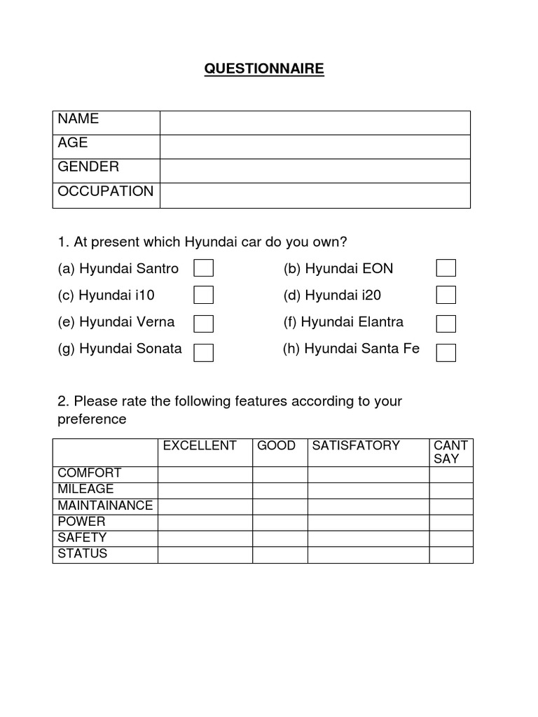 Hyundai Customer Satisfaction Survey | PDF