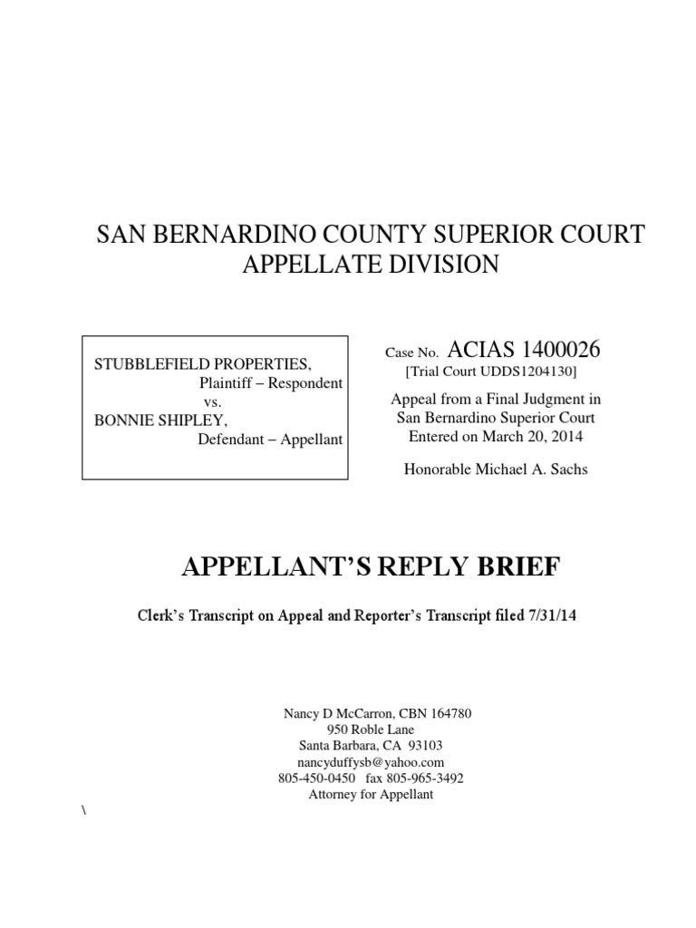 Appellant's REPLY Brief FINAL 10-14-14 With TOA | Lawsuit | Appeal