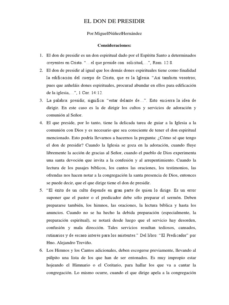 El Don de Presidir | PDF | Oración | Sermón