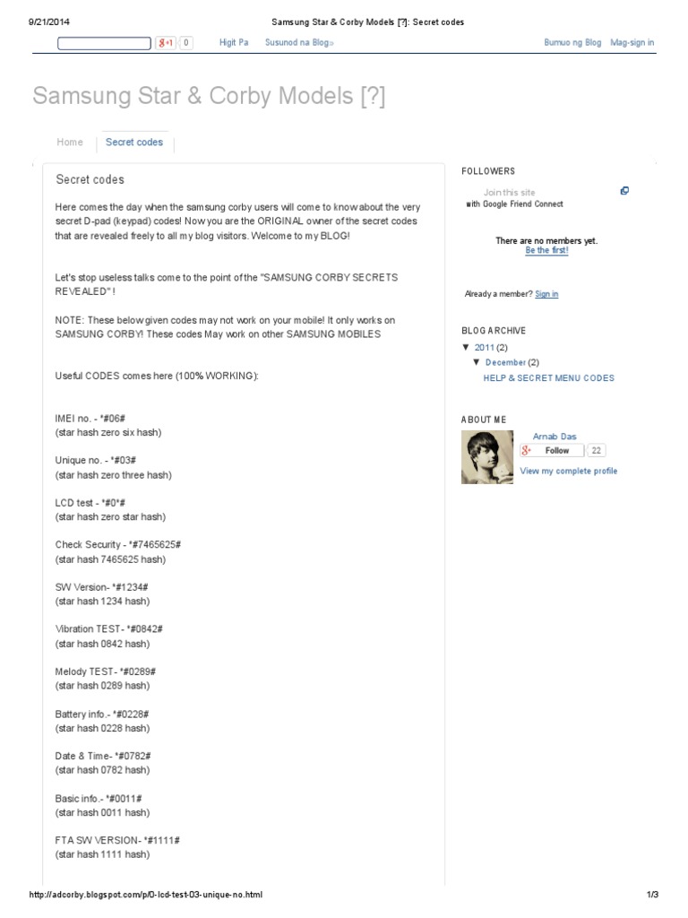 Samsung Star & Corby Models | PDF