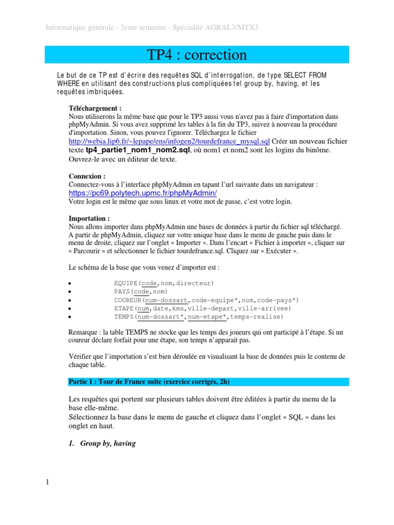 Tp4 Correction | PDF | SQL | Logiciel de gestion des données