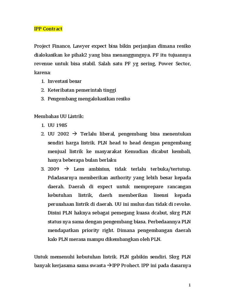 Project Finance IPP | PDF