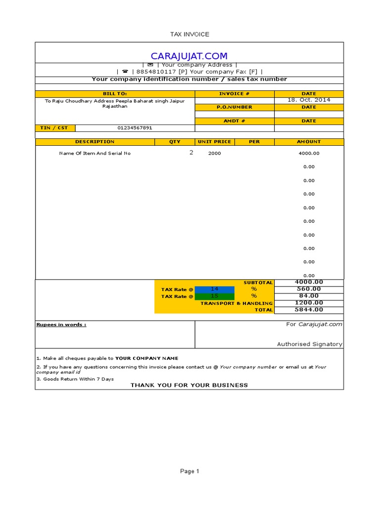 Your Company Identification Number / Sales Tax Number | PDF