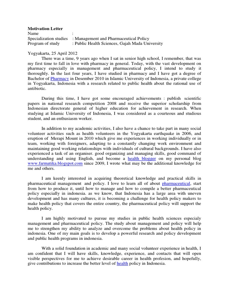 Motivation Letter | PDF | Motivation | Motivational