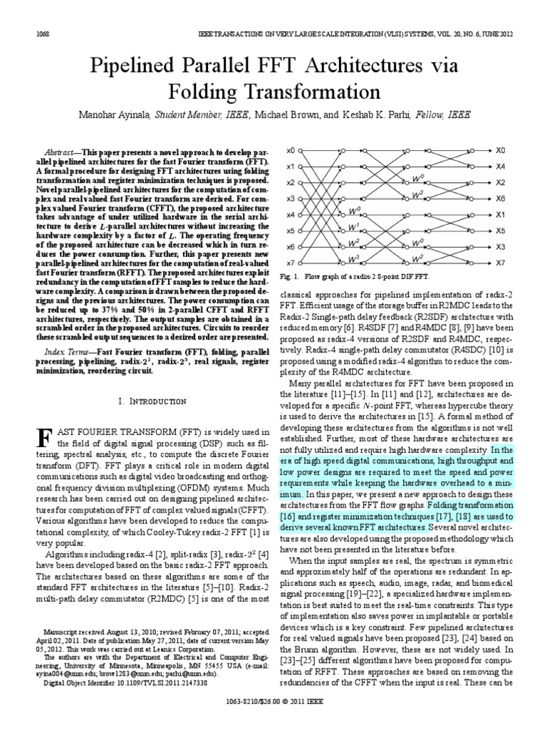 15.pipelined Parallel FFT Architectures Via Folding Transformation ...