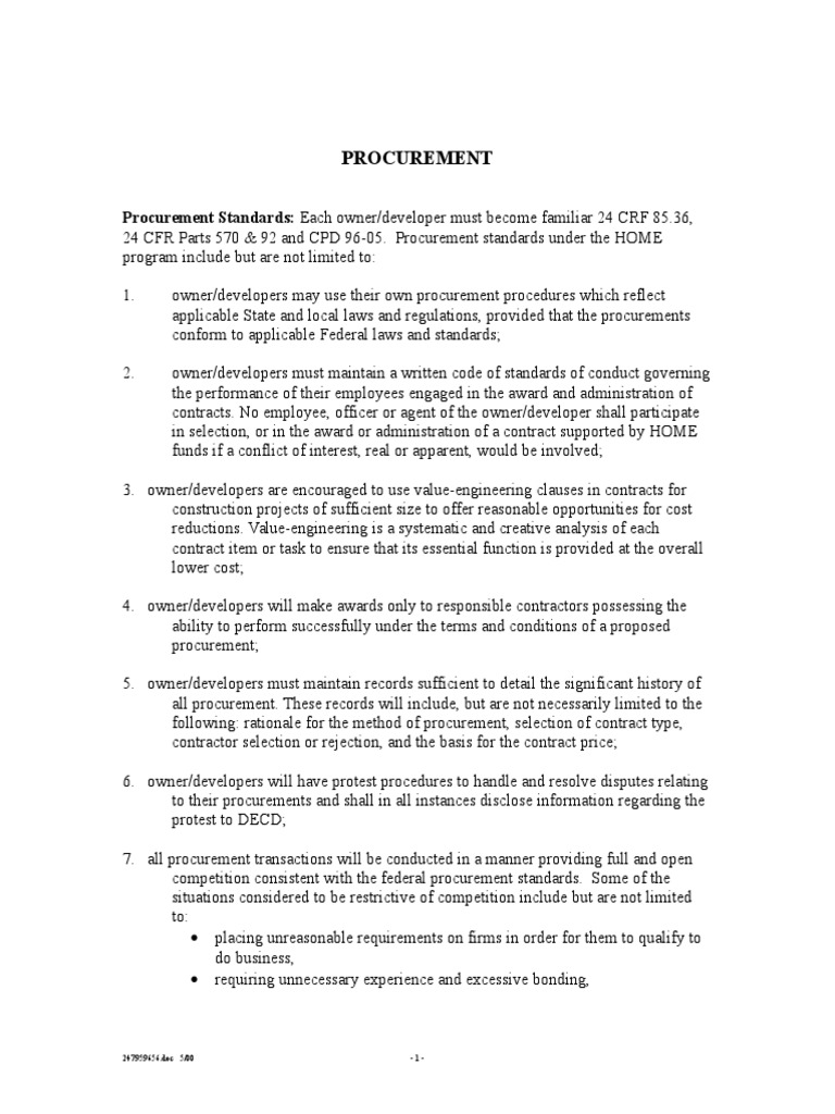 Procurement Standards | PDF | Procurement | General Contractor