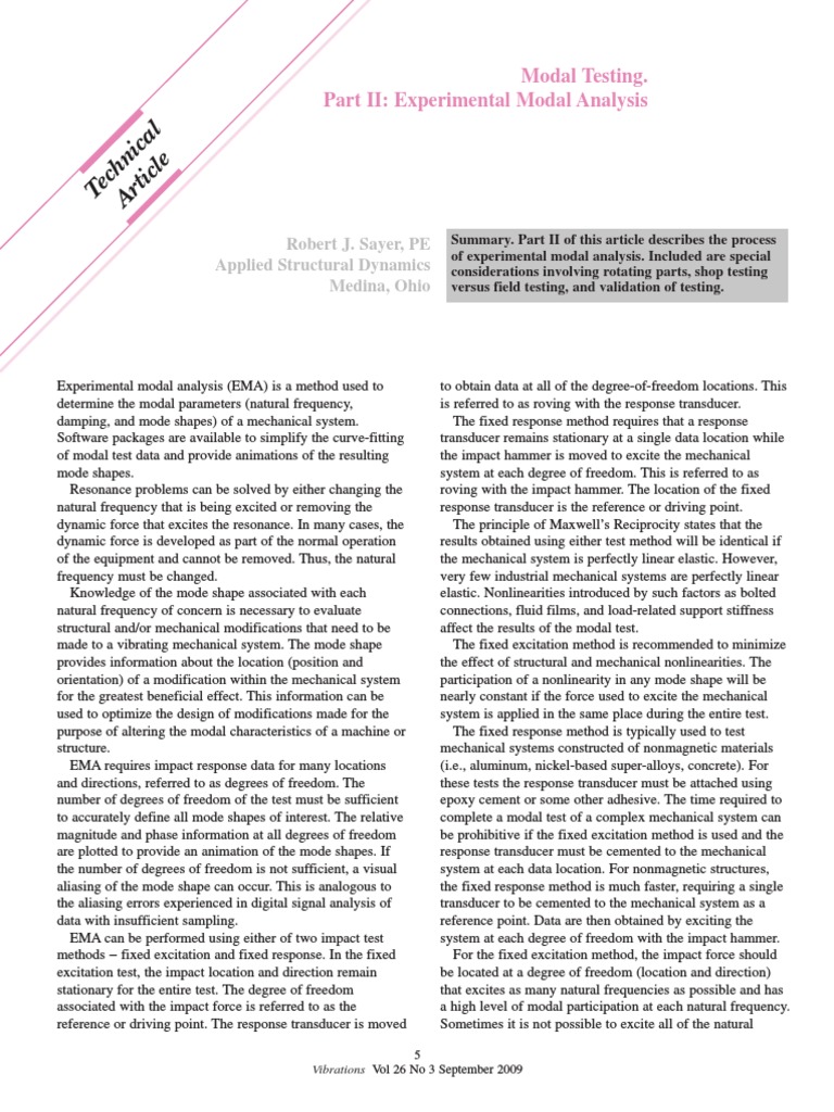 EM77 - Modal Testing Part 2 - Experimental Modal Analysis | PDF ...