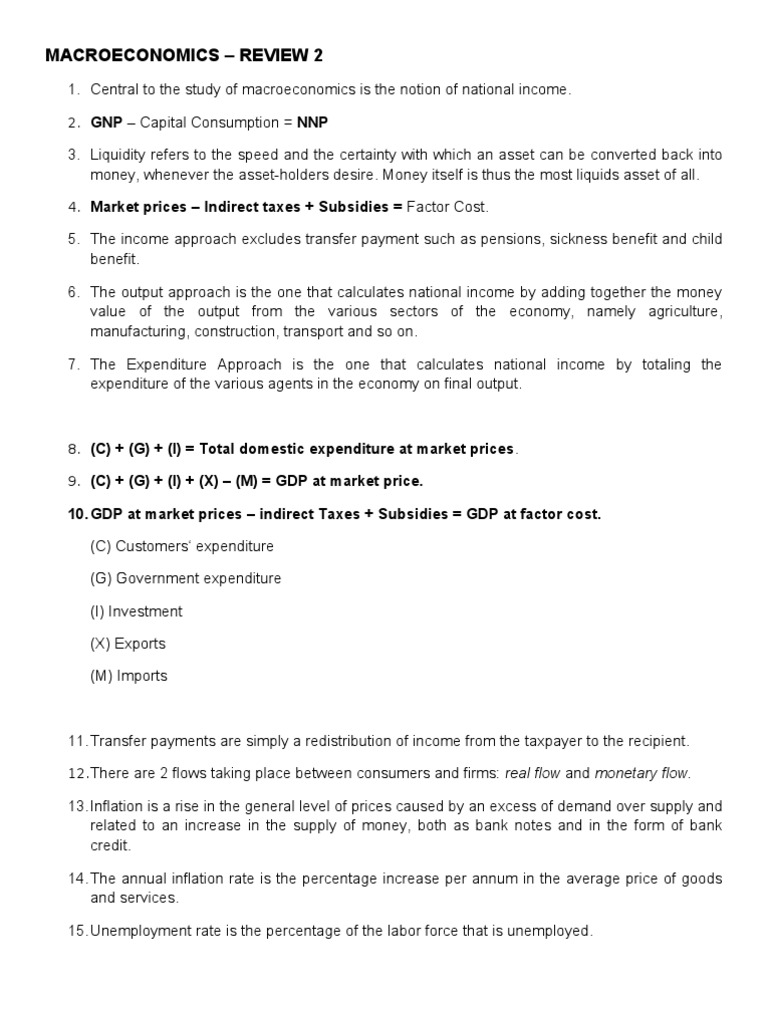 Macro Eco - Review 1 | PDF | Inflation | Exchange Rate