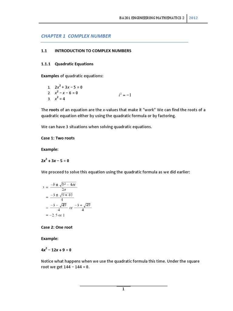 Engineering Mathematics 2 Complex Number Guide | PDF | Complex Number ...