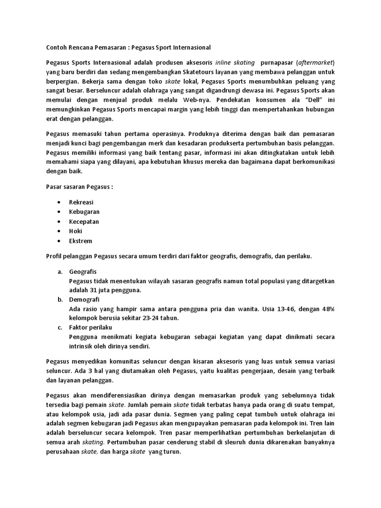 Contoh Rencana Pemasaran | PDF