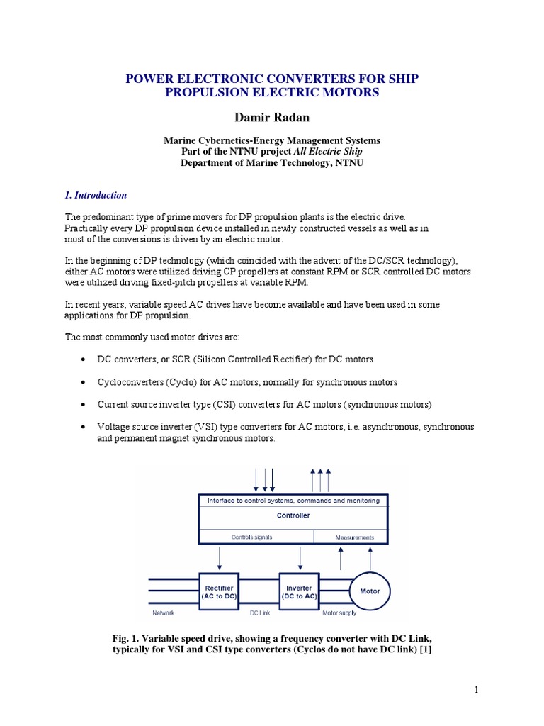 Power Electronic Converters For Ship Propulsion Electric Motors (Paper ...