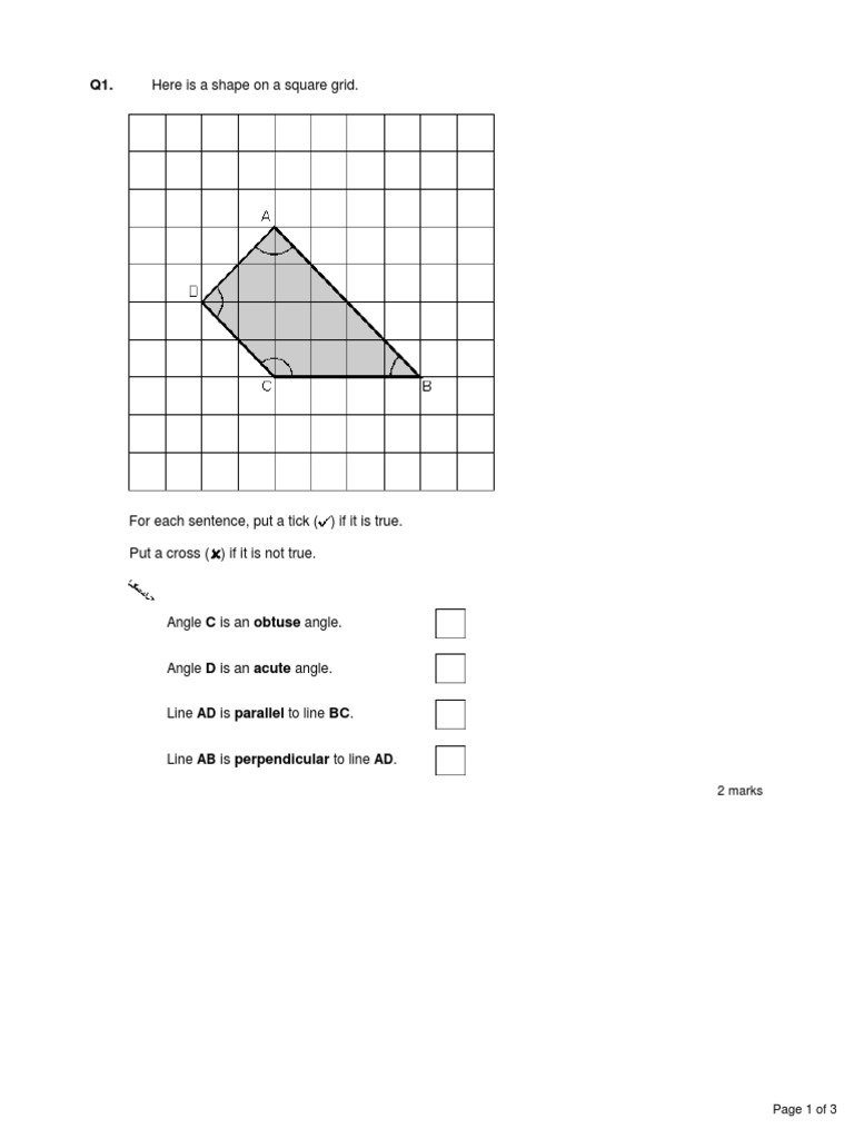 Geometry Quiz: Angles and Quadrilaterals | PDF