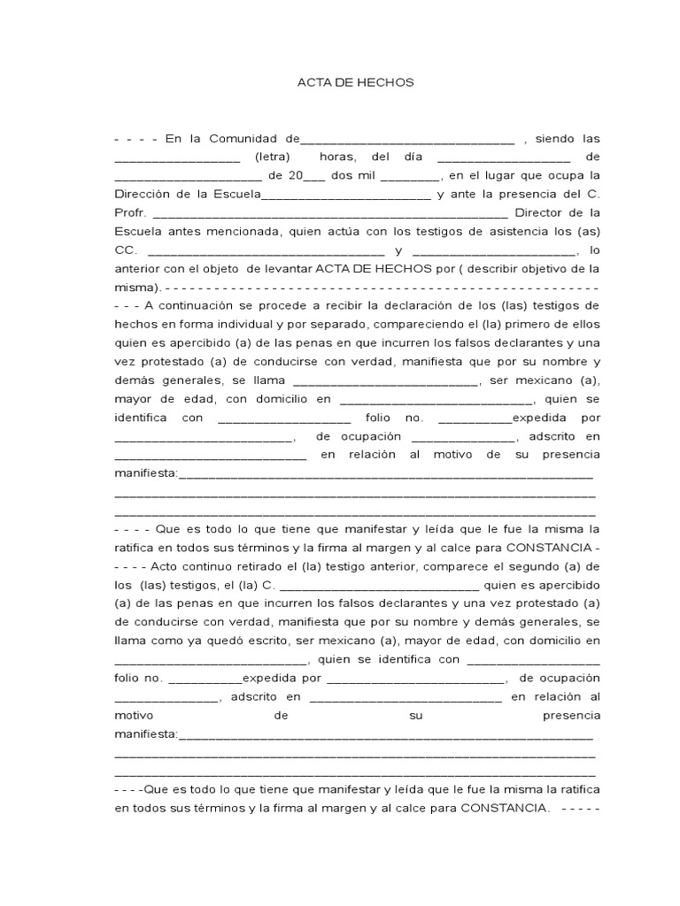 Ejemplo de Actas de Hechos | PDF