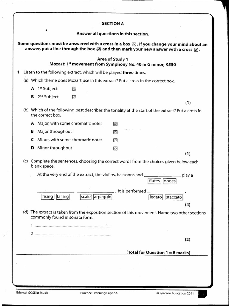 Pearson Edexcel GCSE Music: Practice Paper A | PDF