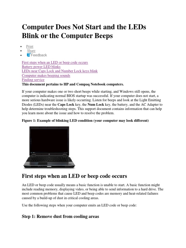 Kode Blinking Led Laptop HP | PDF | Bios | Booting