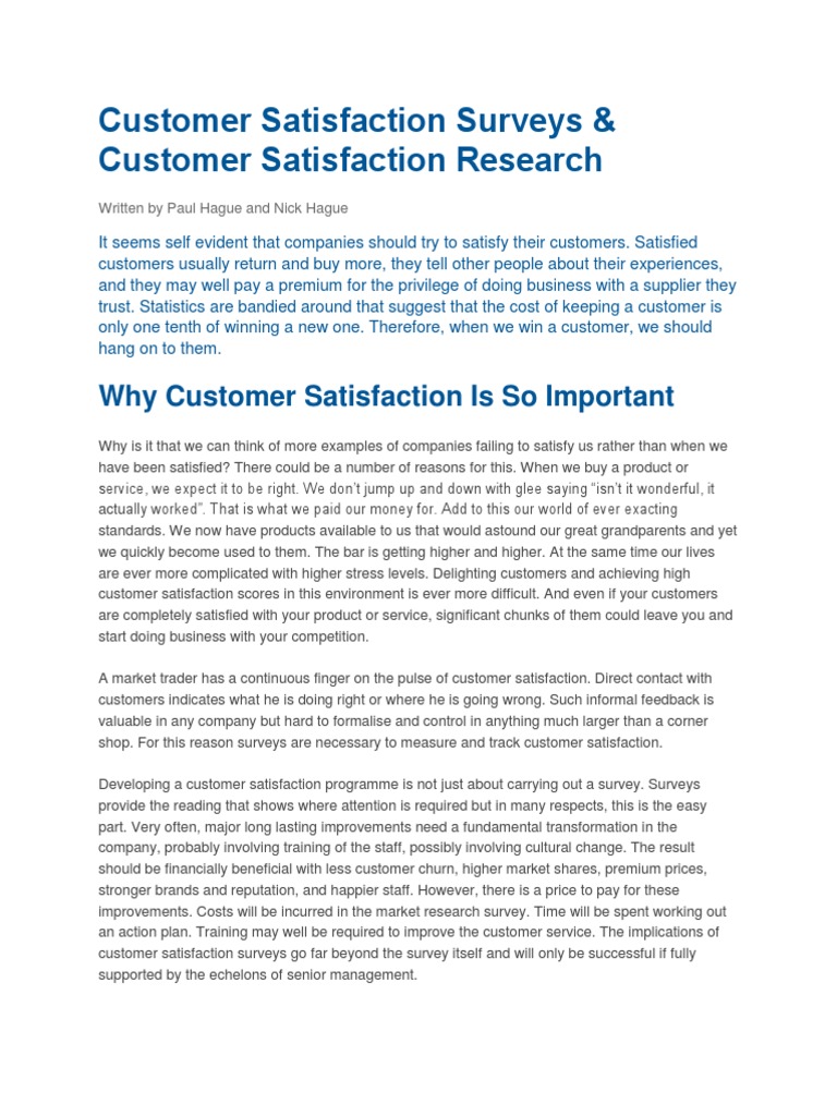 Customer Satisfaction Survey Insights | PDF | Survey Methodology ...