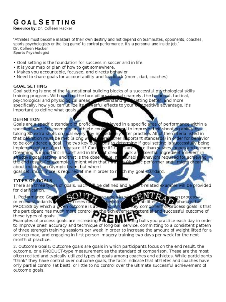 SCP - Goal Setting | PDF | Goal Setting | Goal