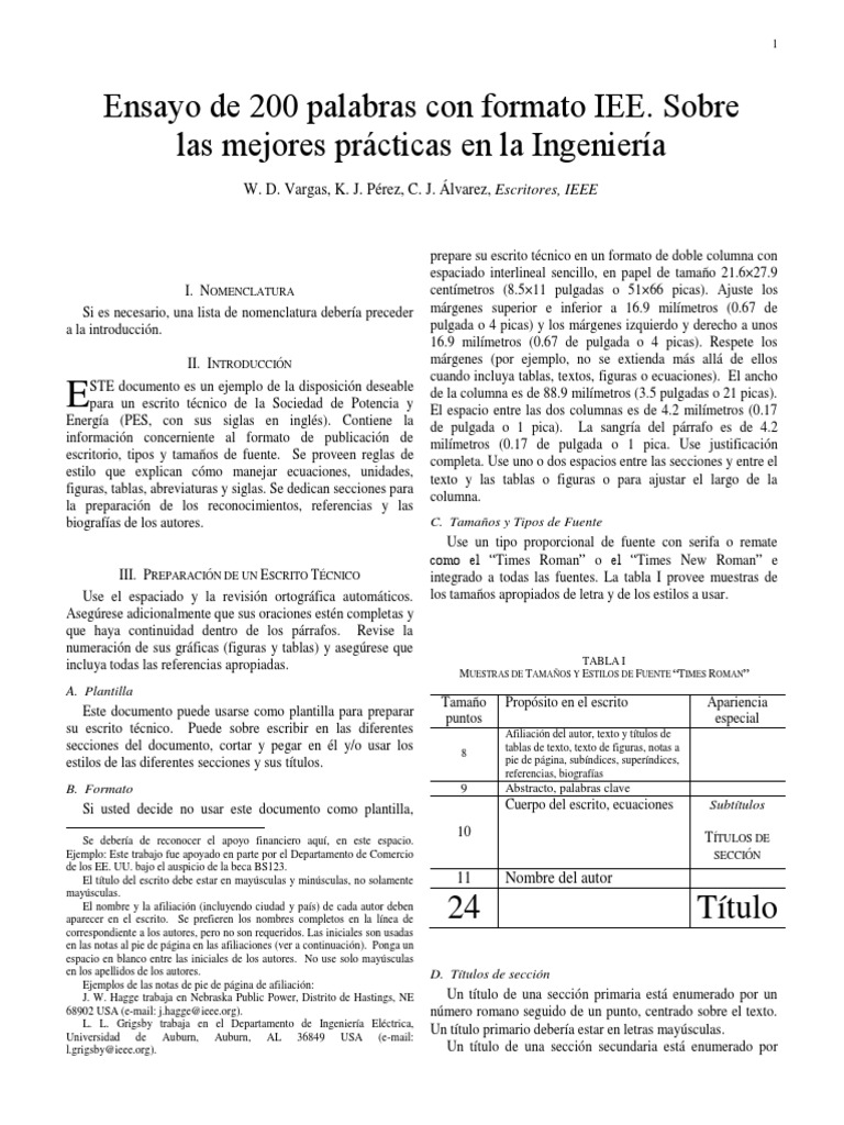 Ensayo de 200 Palabras Con Formato IEE | Soporte | Nikola Tesla