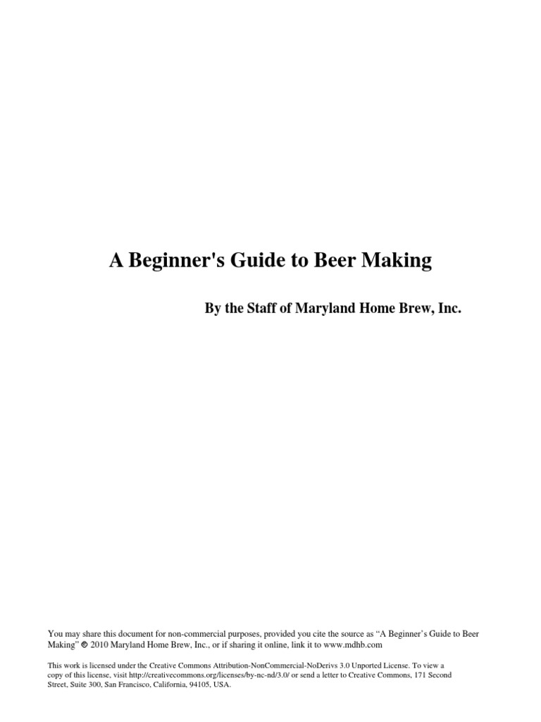 A Beginner's Guide To Beermaking | PDF | Homebrewing | Brewing