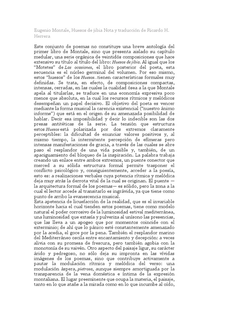 Eugenio Montale, Huesos de Jibia | PDF