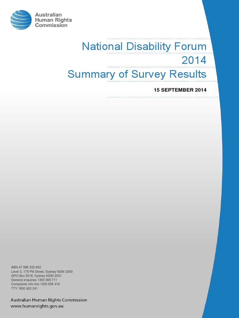 Disability2014 Survey Results PDF | PDF | Disability | Accessibility