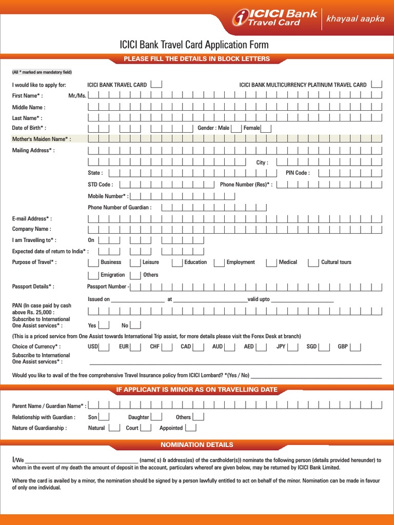 Travel Card N Multicurrency Application Form | PDF | Banks | Debit Card