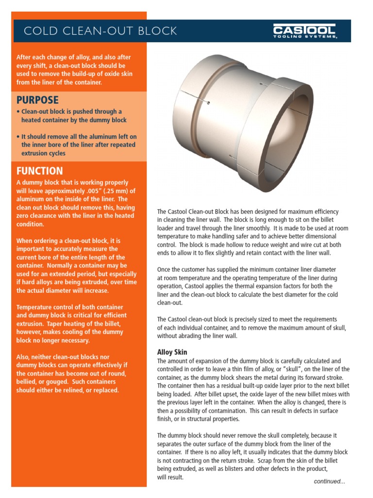 CTS-Clean-out Block-16 PDF | PDF | Extrusion | Alloy