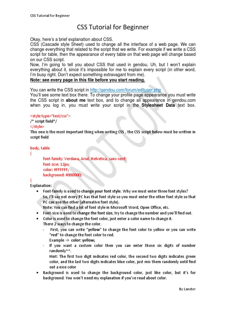 CSS Tutorial PDF | PDF | Hyperlink | Cascading Style Sheets