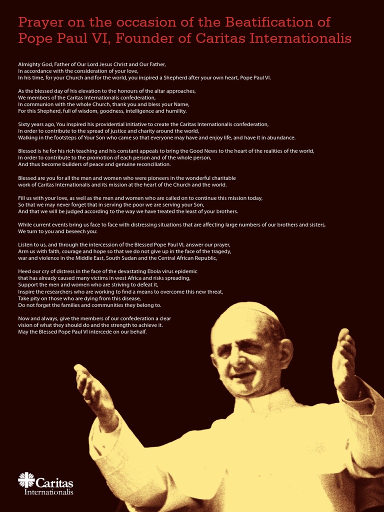Prayer by Caritas Internationalis On The Occasion of The Beatification ...