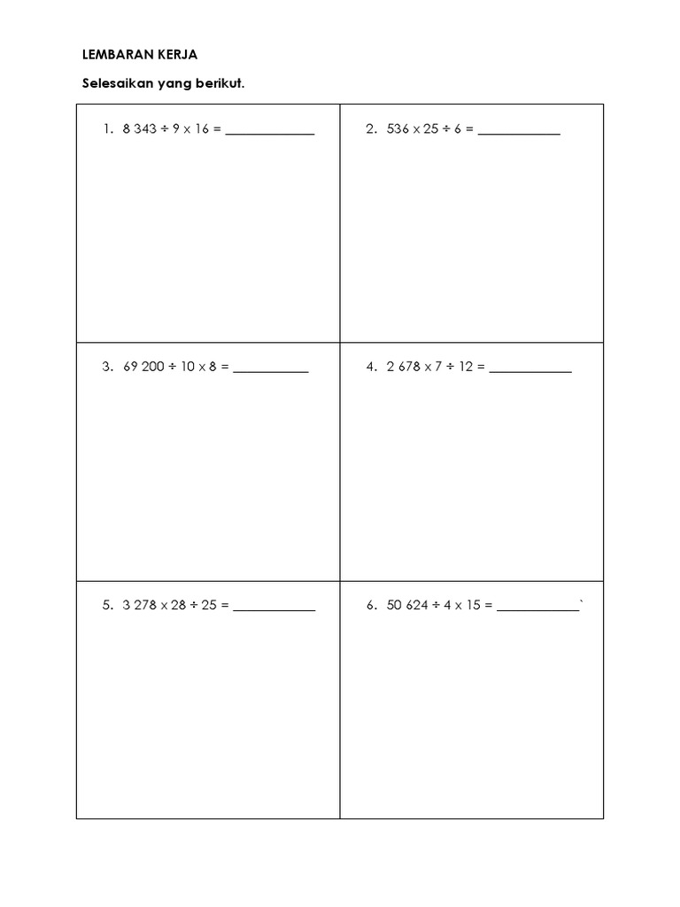 Lembaran Kerja Operasi Bercampur | PDF | Komputer | Teknologi & Rekayasa